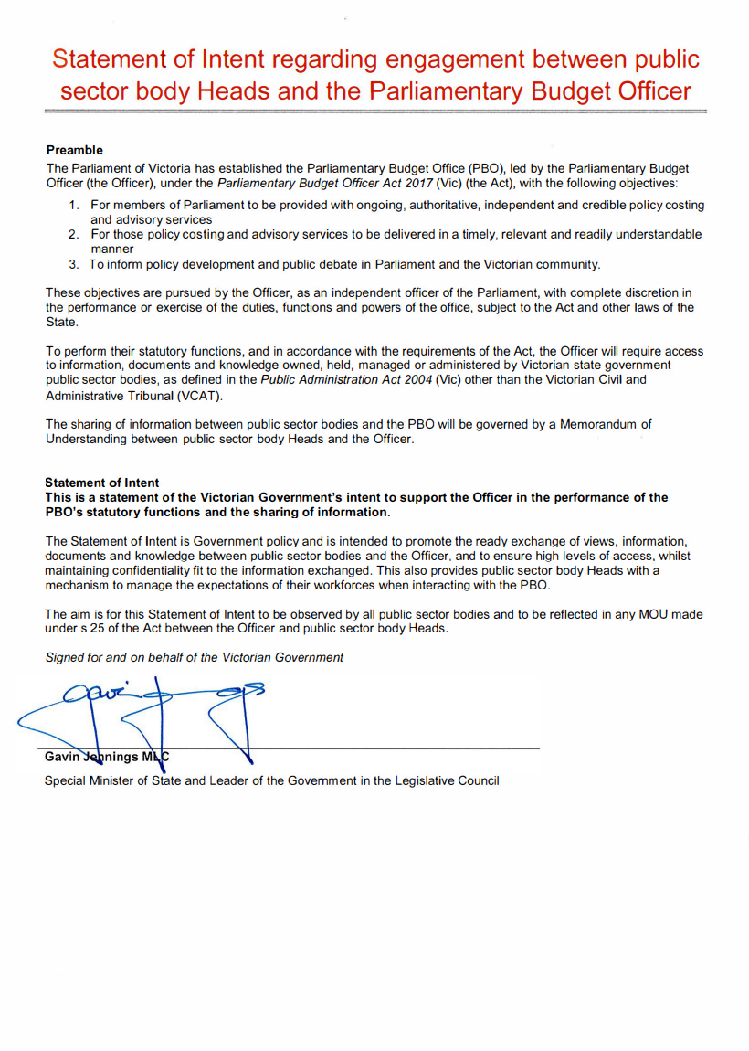 Letter Signed By Victorian Special Minister Of State On 24 August 2018 Letter Signed By Victorian Special Minister Of State On 24 August 2018